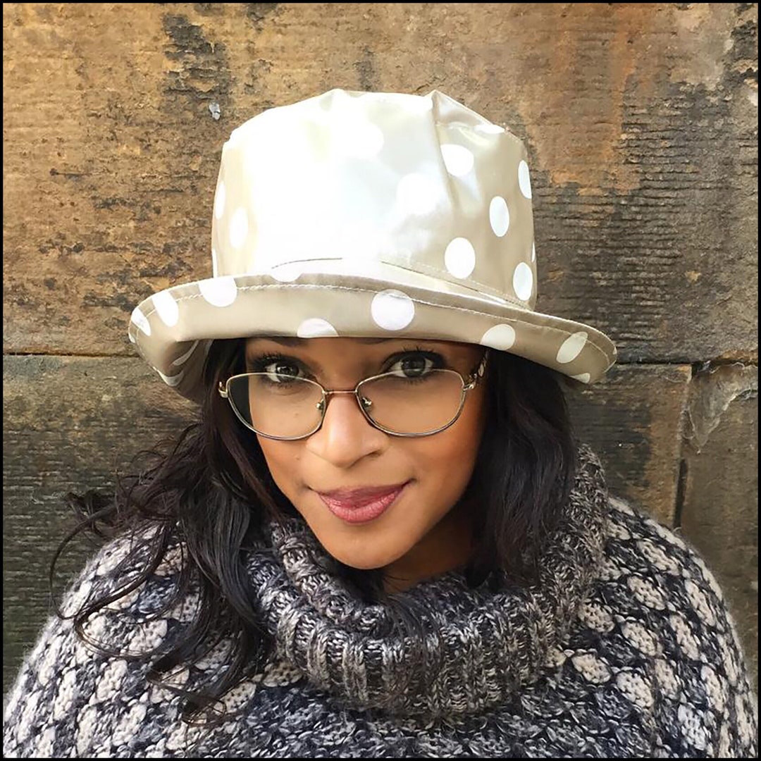 Fun Spotty Waterproof Bucket Hat, Latte Brown Dotty Women's Crushable ...