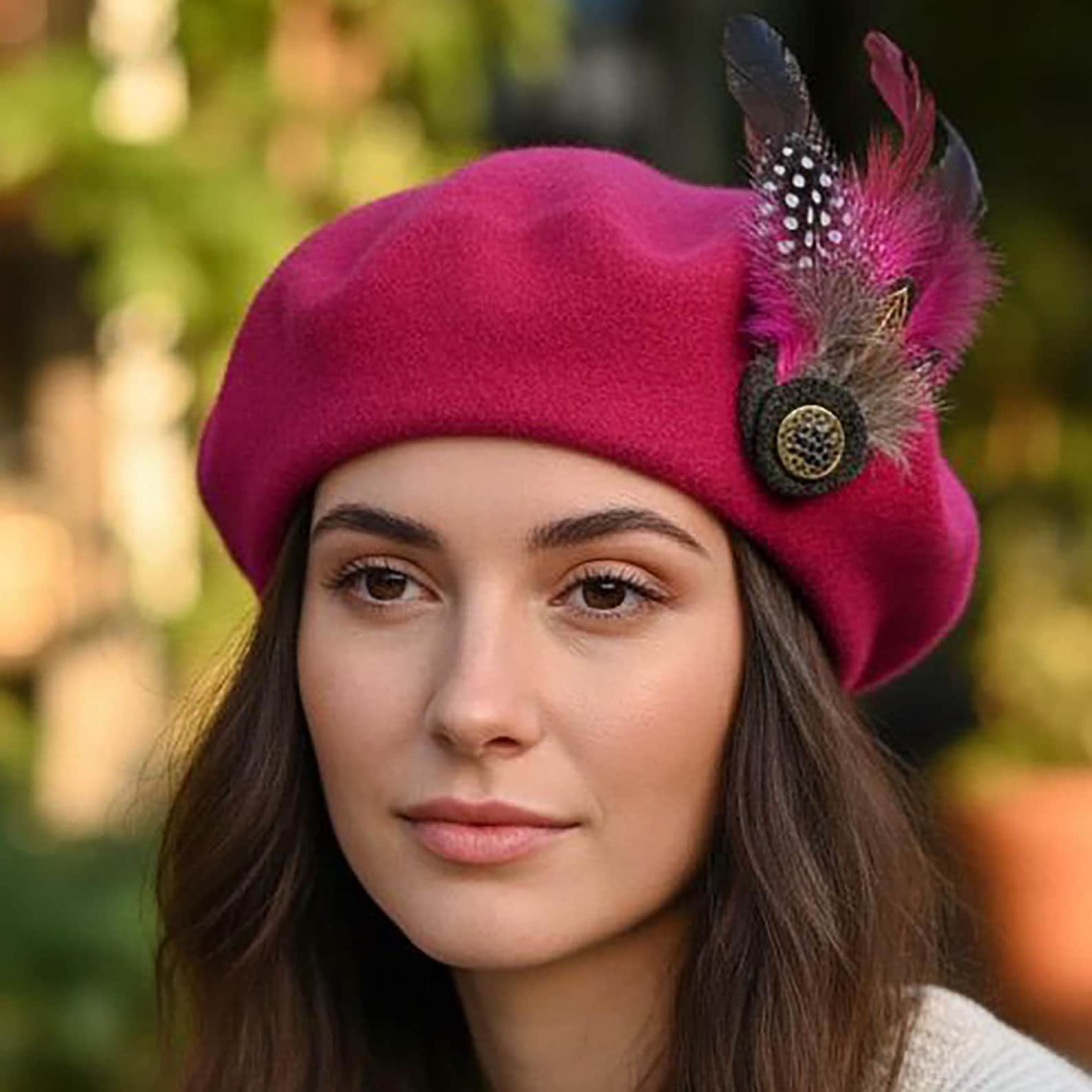 Bright Pink Feather Button Brooch, Fun Fluffy Hat Pin in Eye Catching ...