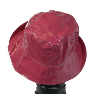 Waterproof Bucket Hat in Colourful Petunia Pink, Womens Crushable Rainhat With Folding Brim, PVC ...