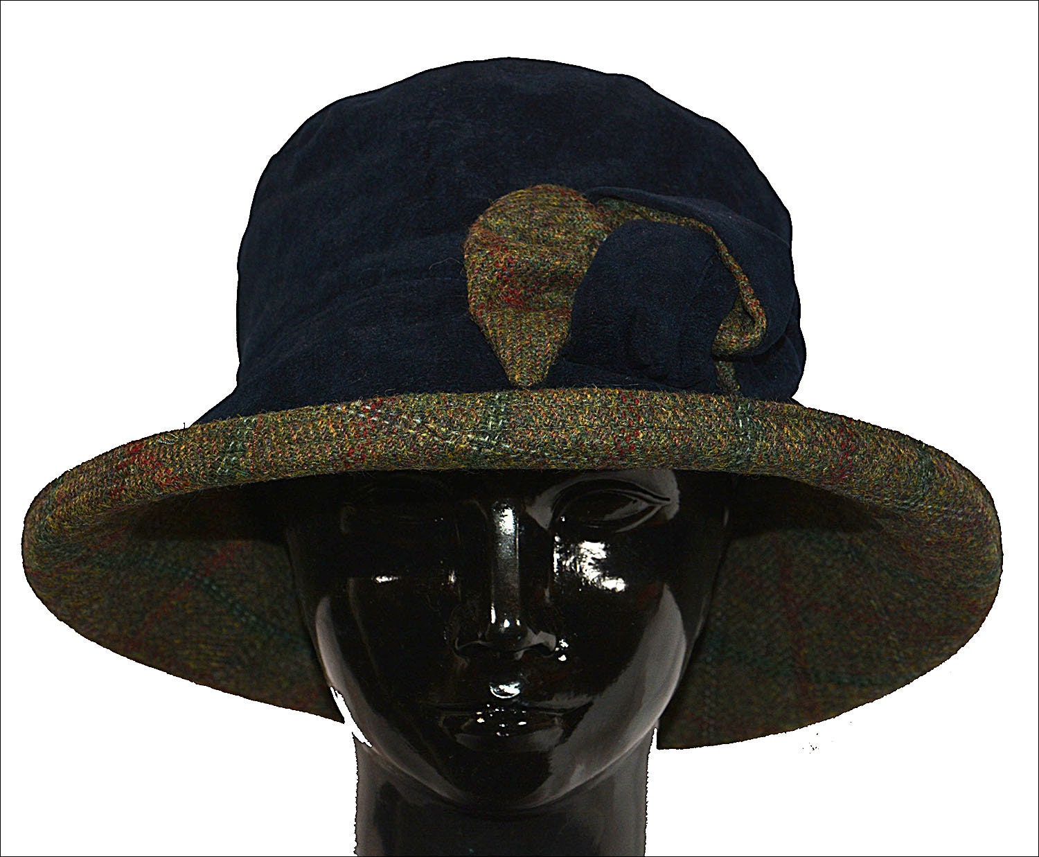 Smart Black English Hat Women, Wide Brim in English Tweed, Vintage ...