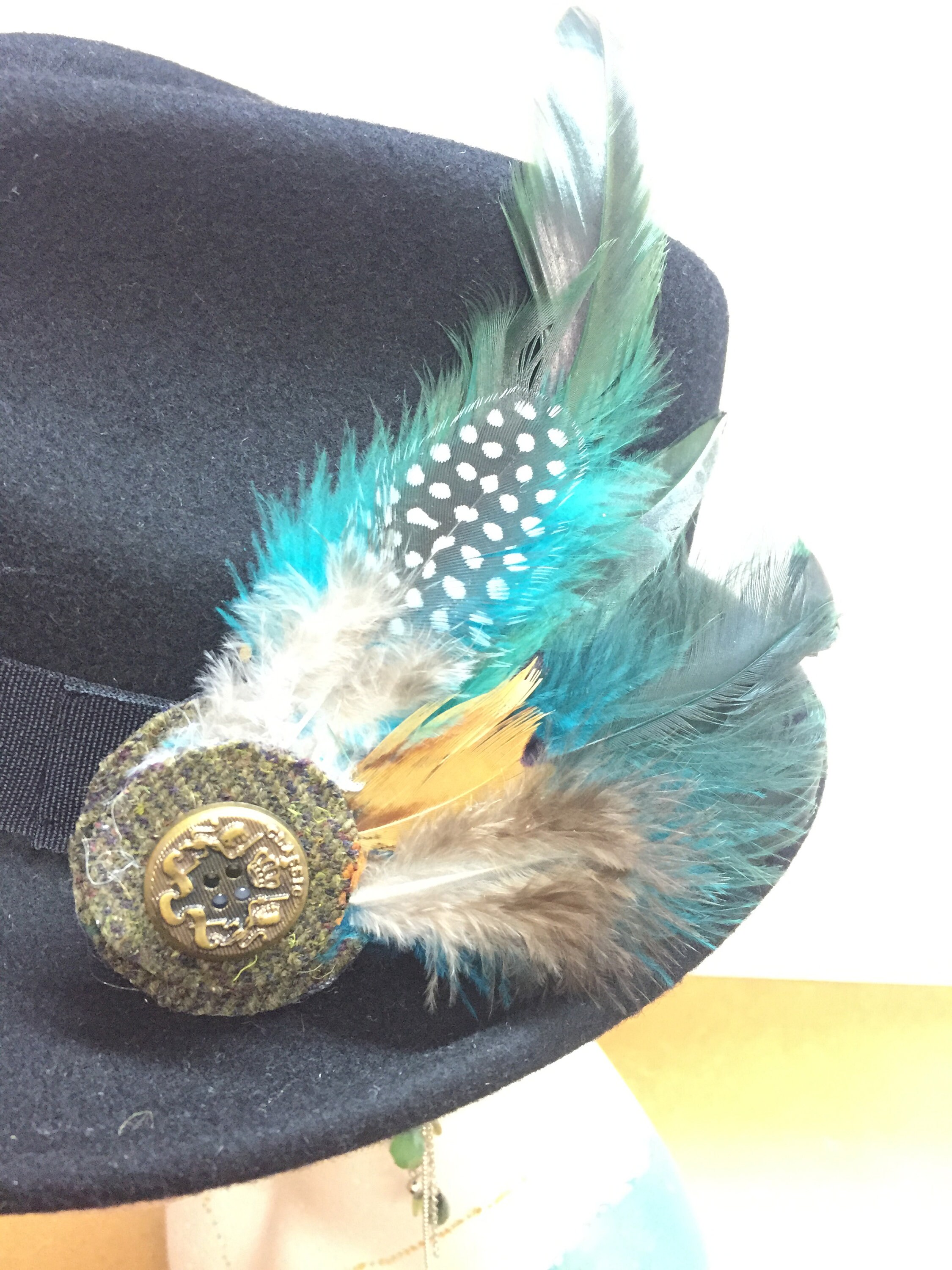 Blue Turquoise Feather Pin for Your Hat Your Jacket & Scarf | Etsy
