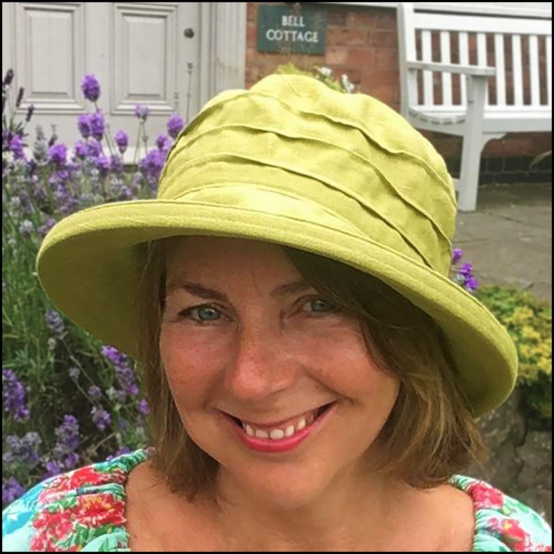 Practical Sun Hat in Cool Olive Green Linen, Handmade in England ...
