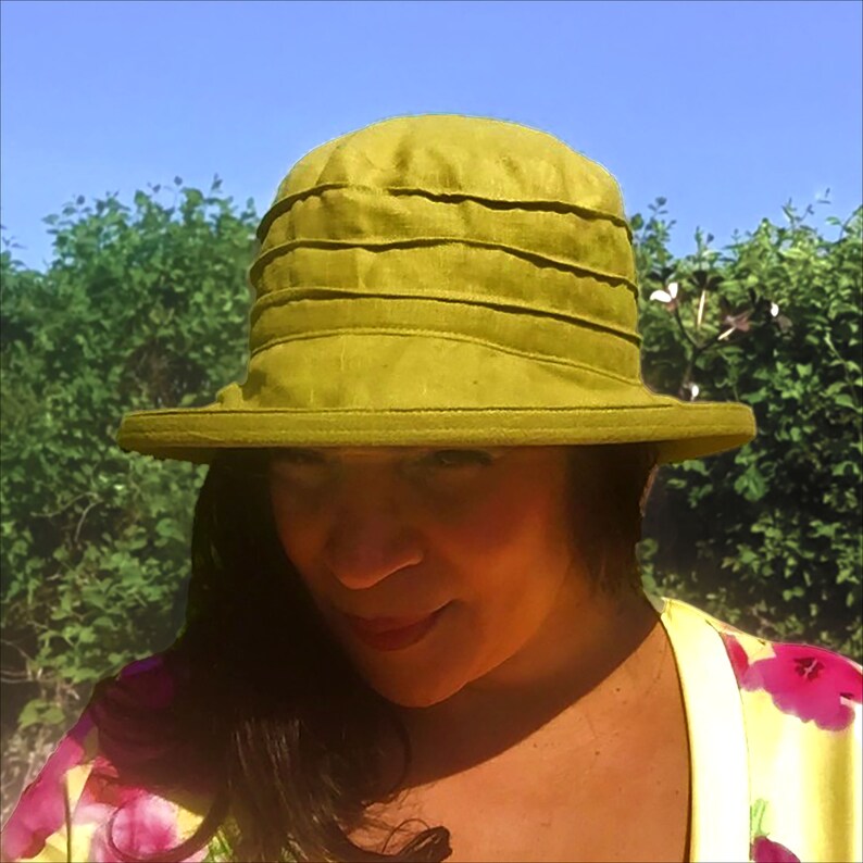 Practical Sun Hat in Cool Olive Green Linen Handmade in | Etsy