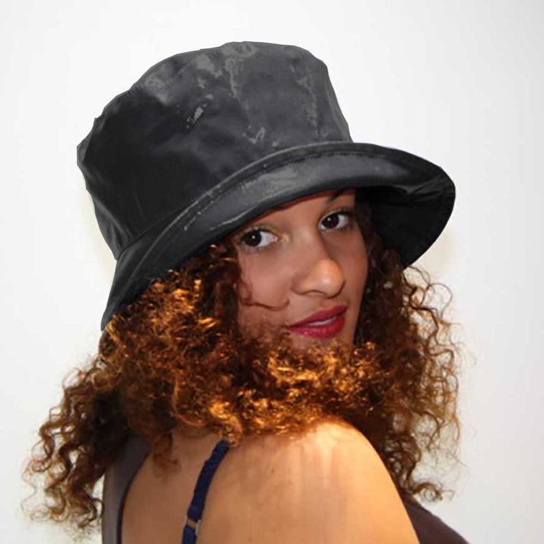 Unisex Black PVC Rainhat, Adjustable to Fit Most Heads, Hand Sewn and ...