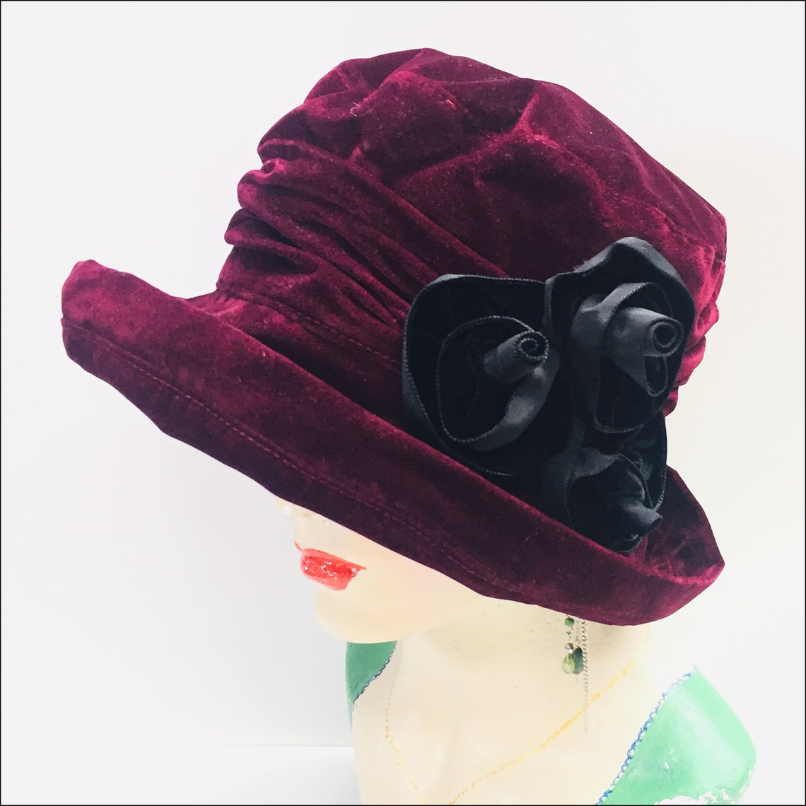 Warm Burgundy Wine Soft Hat for Winter Chic with Smart Black | Etsy