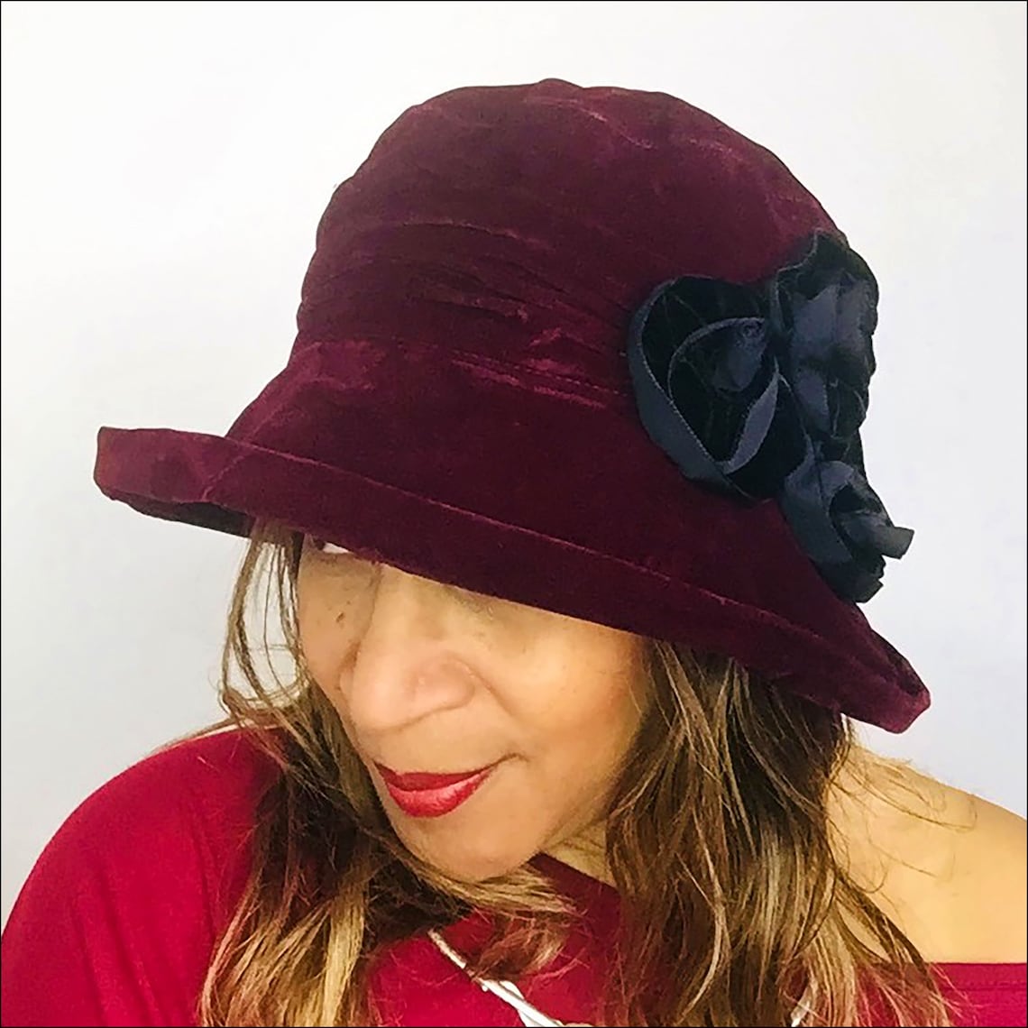 Warm Burgundy Wine Soft Hat for Winter Chic with Smart Black | Etsy