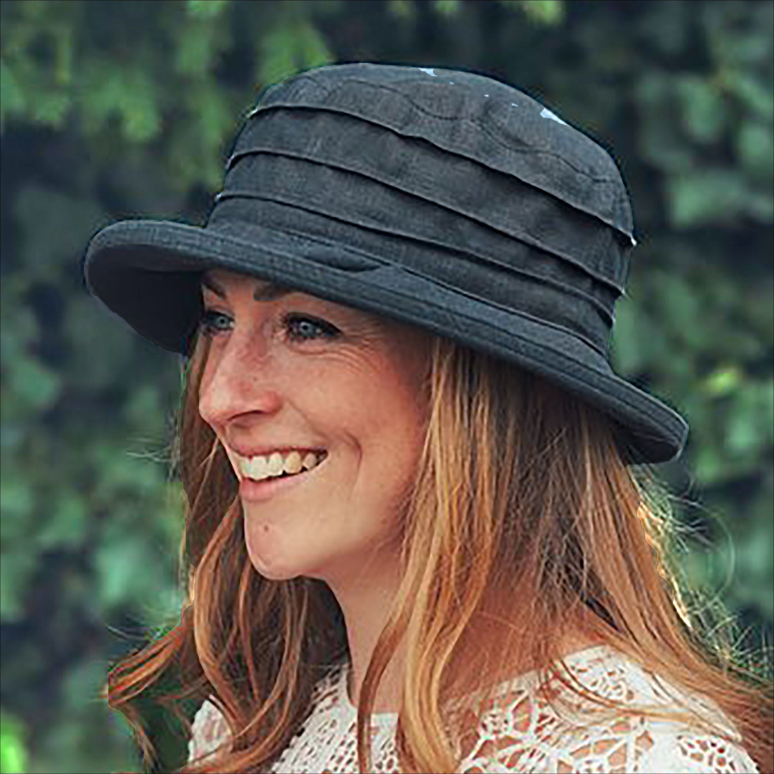 Smart Black Women's Sunhat, Cool & Stylish Pleated Linen Hat With Shady ...