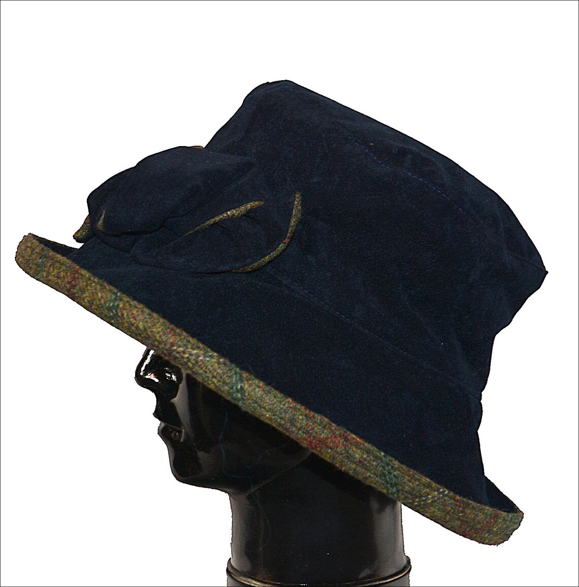 Smart Black English Hat Women, Wide Brim in English Tweed, Vintage ...