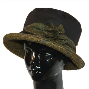 Waterproof Black Rain Downton Abbey Hat for Women, Warm Winter Waxed ...