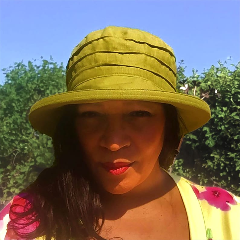 Practical Sun Hat in Cool Olive Green Linen, Handmade in England ...