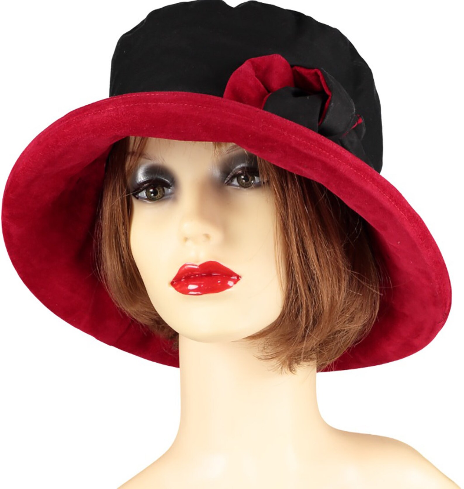 Black Scarlet Red Waxed Rainhat, Glamorous Rainproof All Year Round Hat ...