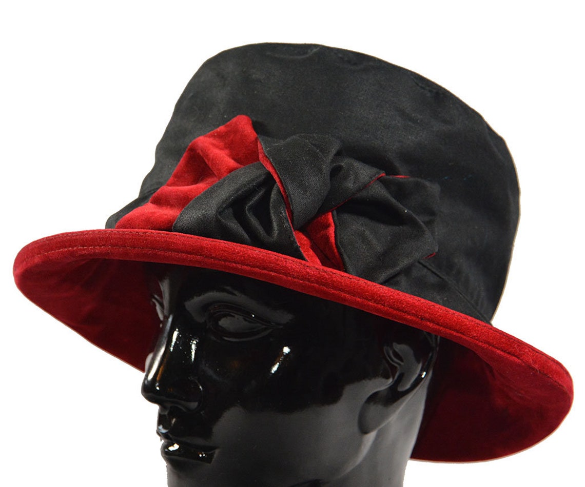 Black Scarlet Red Waxed Rainhat Glamorous Rainproof All Year - Etsy