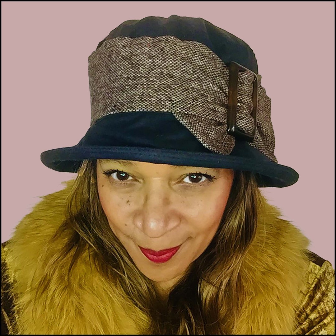 Foldable Waterproof Rain Hat in Smart Black Waxed Cotton With Stylish ...