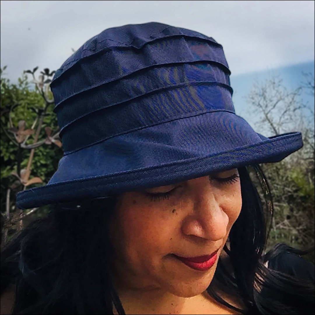 Fully Waterproof Ladies Foldaway Rain Hat in Smart Navy Blue ...