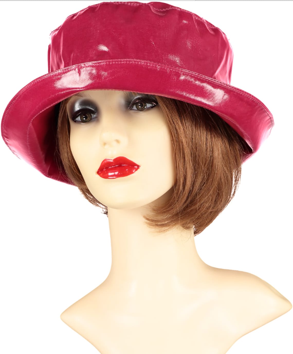Claret Red Rainhat, Crushable Waterproof Bucket Hat, Wine Colour PVC ...