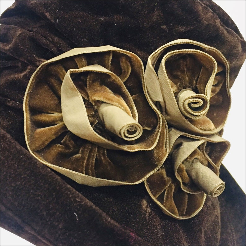 Downton Abbey Cloche Style Hat in Brown Suedette With Bronze | Etsy