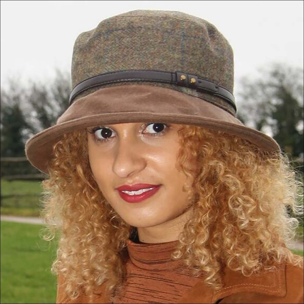 Ladies Spring Tweed Hat Waterproof & Warm Green Tweed Crown | Etsy
