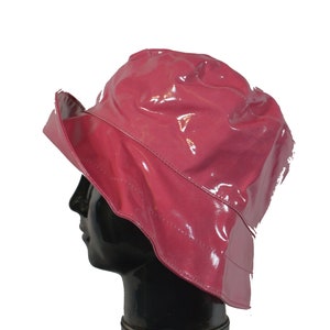 Waterproof Bucket Hat in Colourful Petunia Pink, Womens Crushable Rainhat With Folding Brim, PVC ...