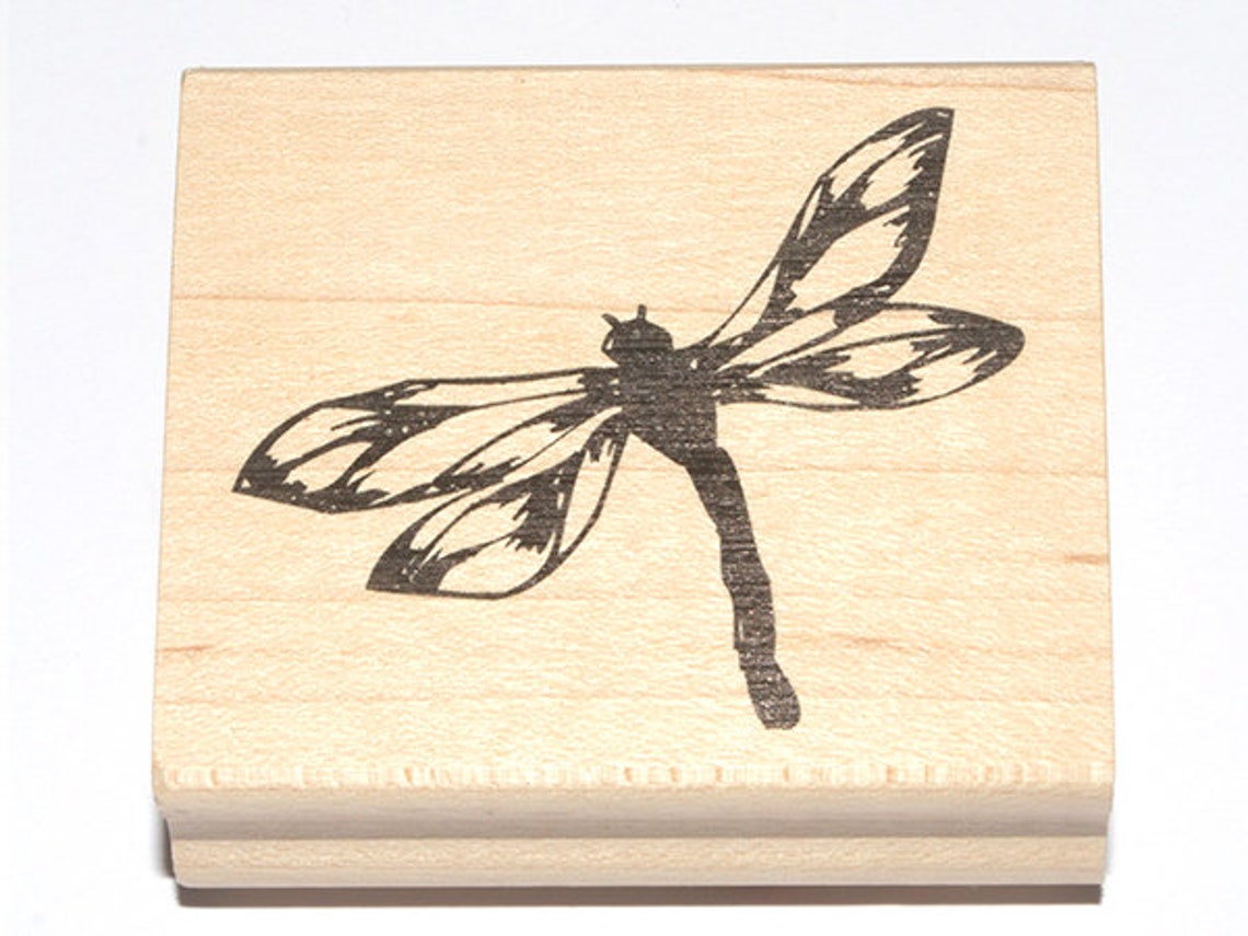 Rubber Stamp Polymer Stamp Dragonfly Silhouette Nature - Etsy
