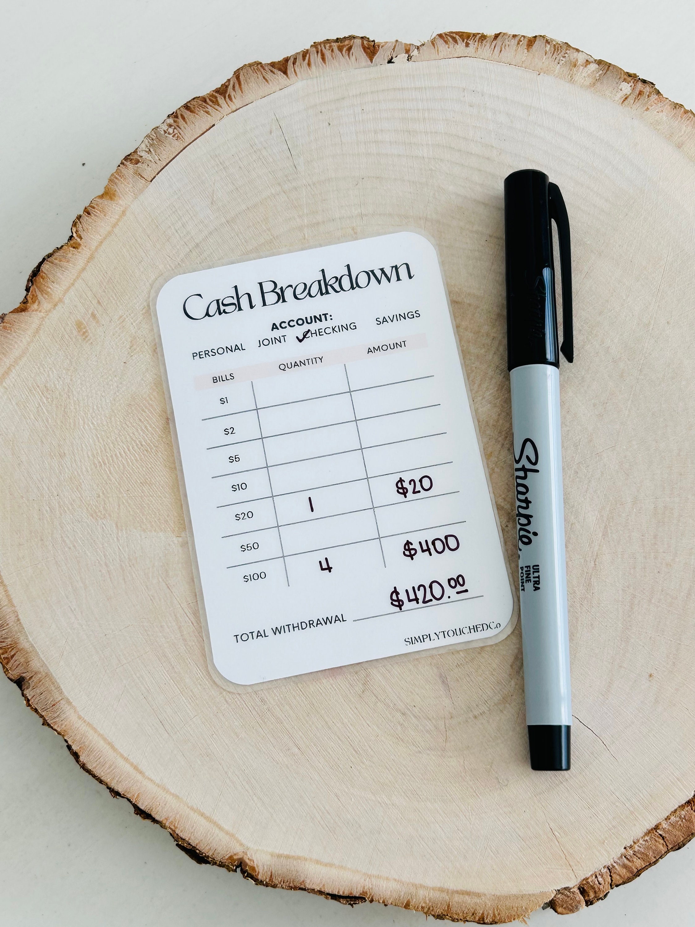 Laminated Cash Breakdown, Bank Teller Reusable Slips - Etsy