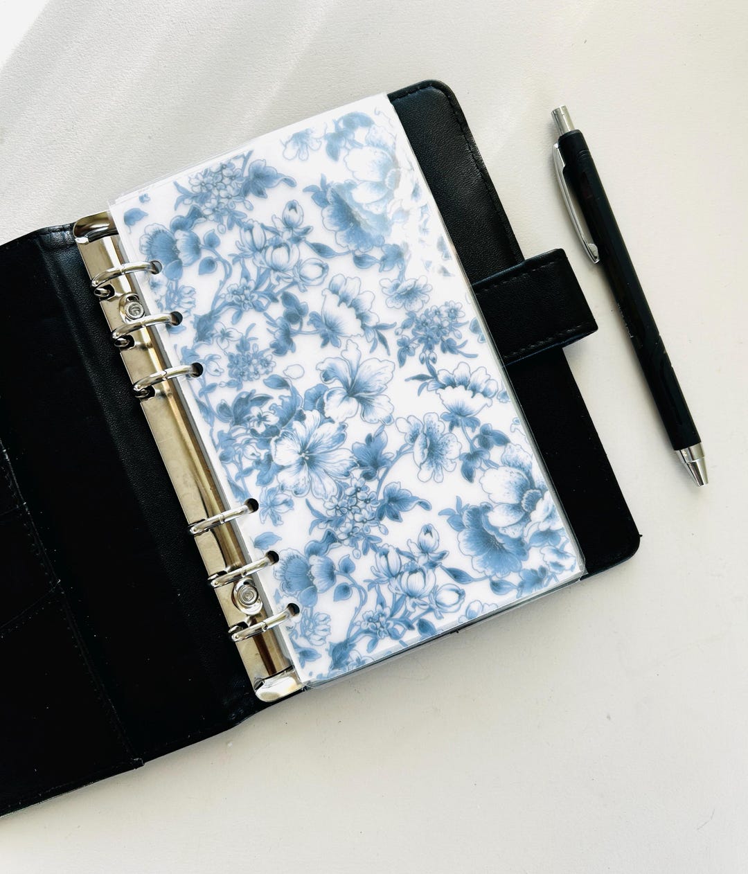 Blue Floral Vellum Laminated Binder Dashboard, Minimalistic Dashboard ...