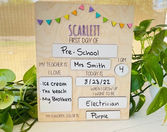 Boho First Day of School Sign, Last of School Dry Erase Board, 1st Day ...