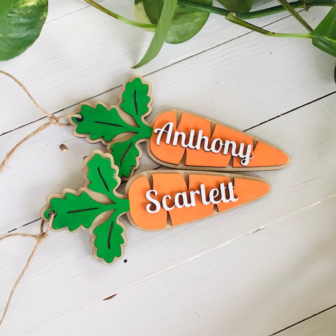 Easter Personalized Name Tag, Carrot Name Tag, Wooden Easter Basket Tag ...