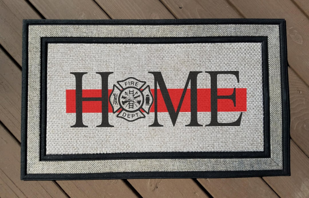 Home Fire Fighter Fireman Front Welcome Doormat Perfect for Wedding ...
