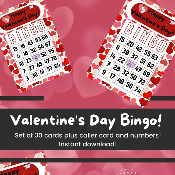 Valentine Bingo Cards - Etsy