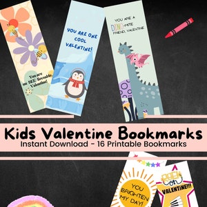Printable Bookmark Valentines for Kids Instant Download Elementary ...