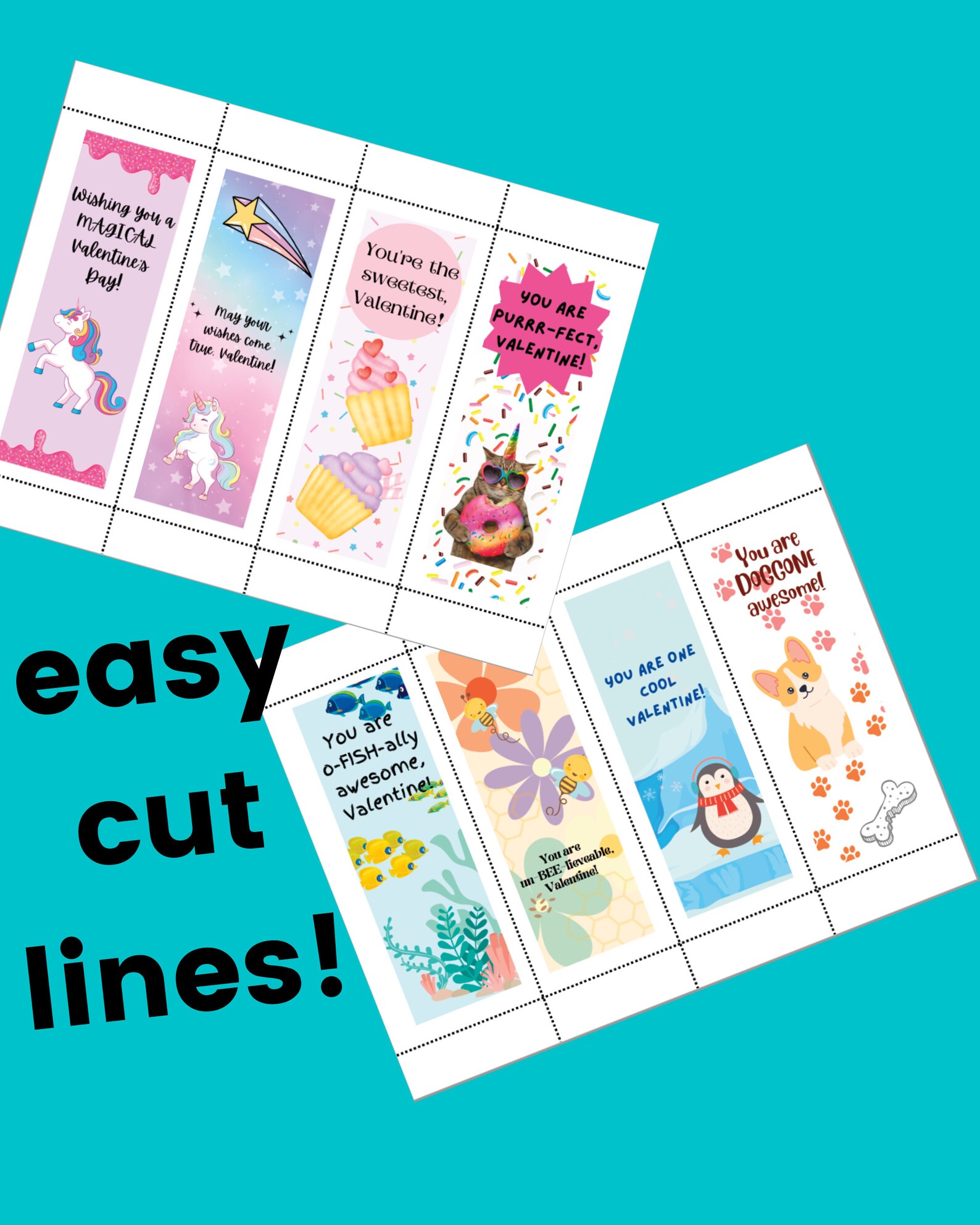 Printable Bookmark Valentines for Kids Instant Download Elementary ...