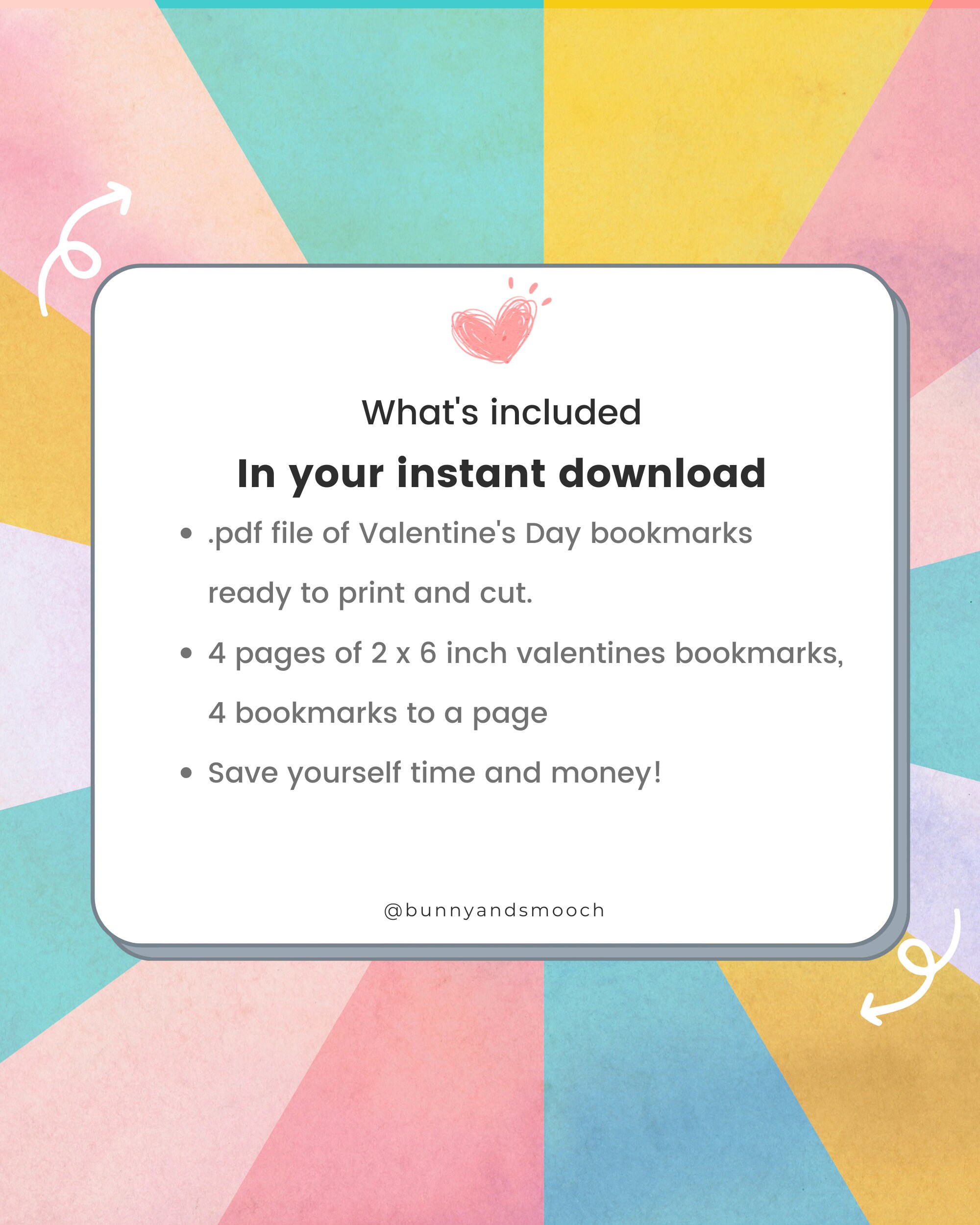 Printable Bookmark Valentines for Kids Instant Download Elementary ...