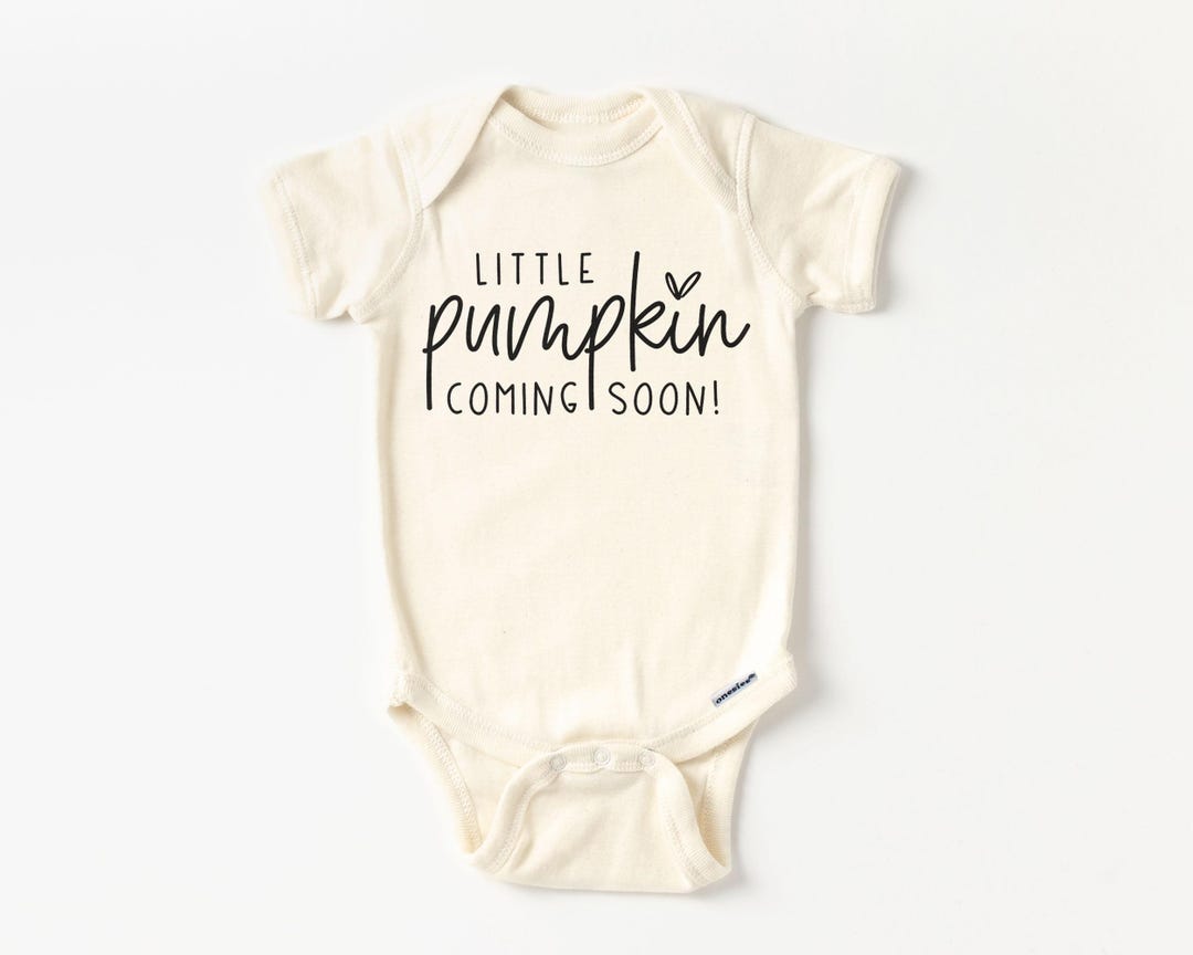 Little Pumpkin Coming Soon Baby Onesie® - Cute Minimalist Fall ...