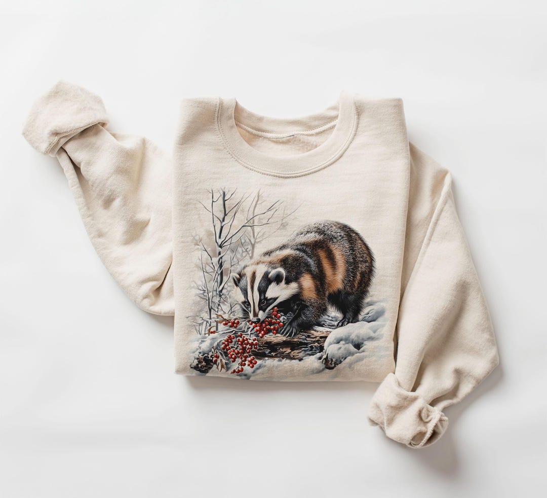 Retro American Badger Winter Scene Sweatshirt - Nineties 90s Vintage ...