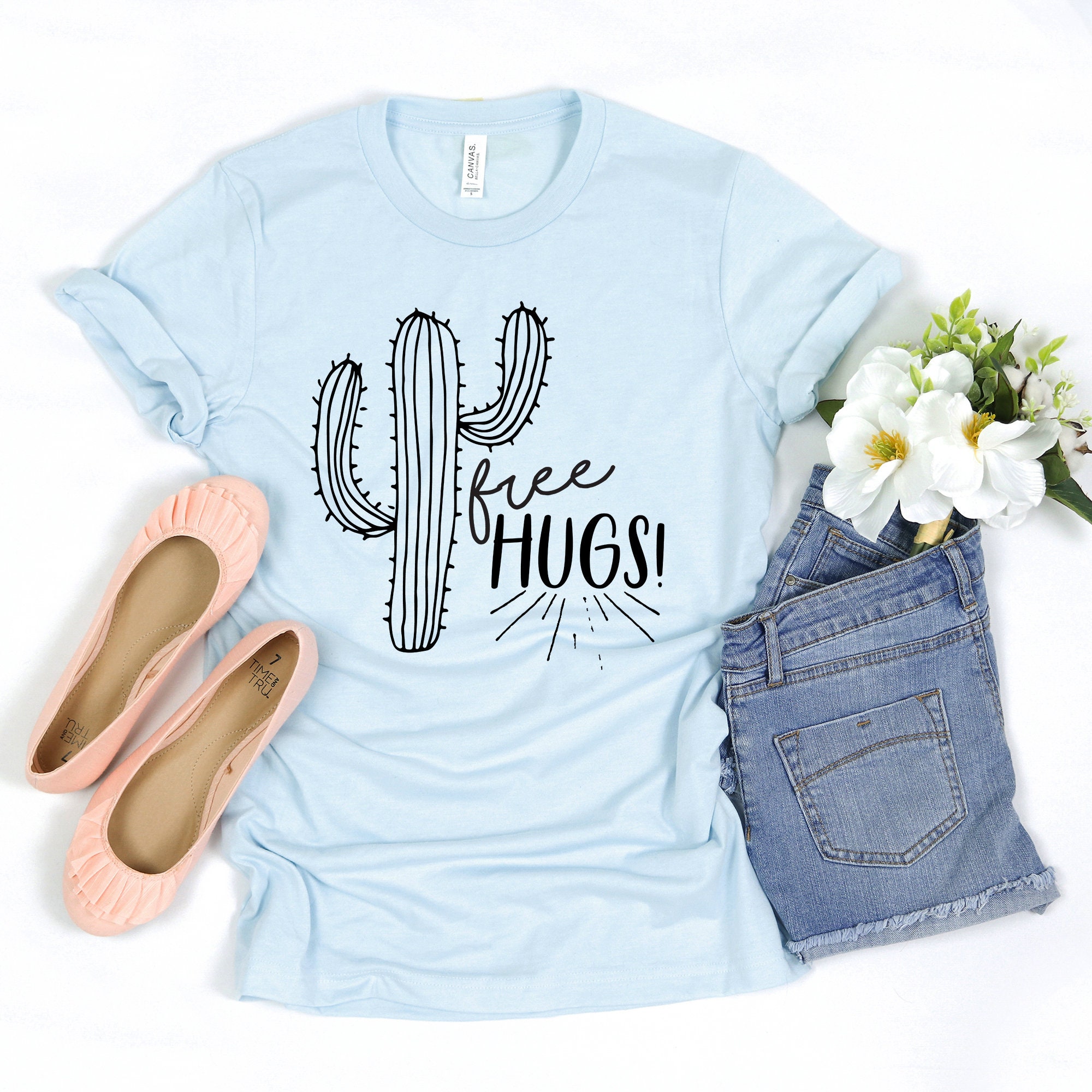 Cactus Lover Shirts Free Hugs Cactus Tee Not A Hugger | Etsy