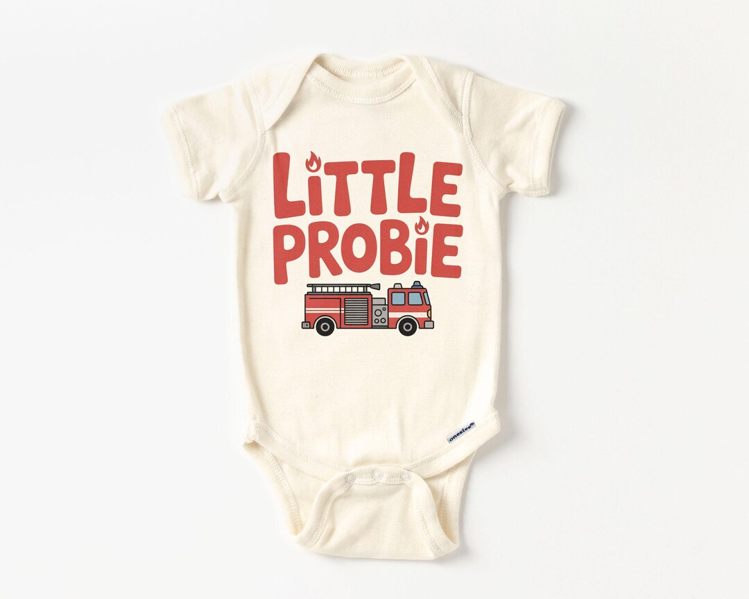 Retro Firefighting Little Probie Baby Onesie® - Cute Fire Engine Truck ...