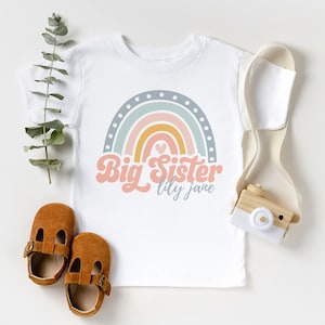 Personalized Big Sister Toddler Shirt - Cute New Big Sis Rainbow Gift - Matching Sibling Outfits ...