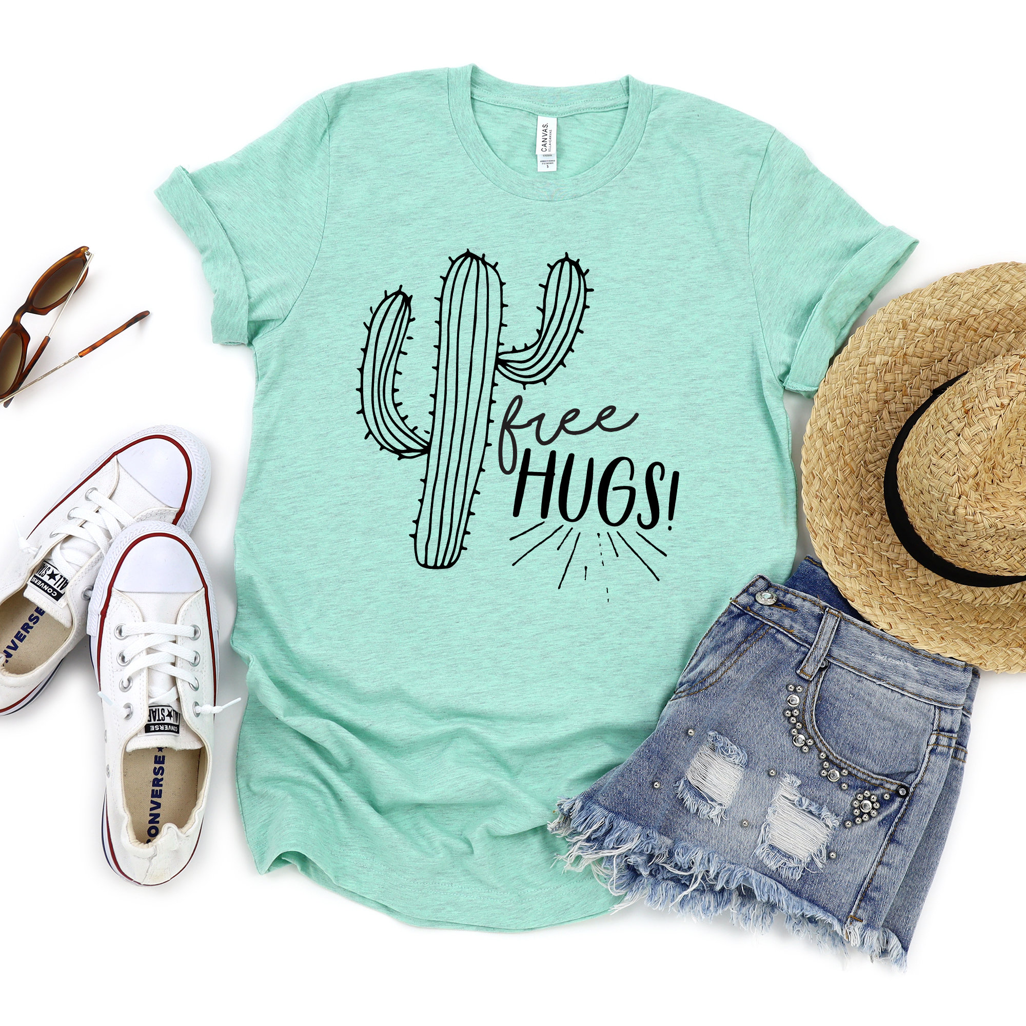 Cactus Lover Shirts Free Hugs Cactus Tee Not A Hugger | Etsy