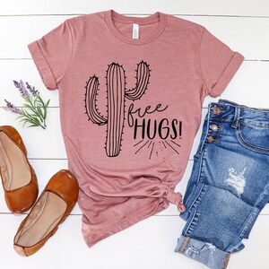Cactus Lover Shirts Free Hugs Cactus Tee Not A Hugger - Etsy