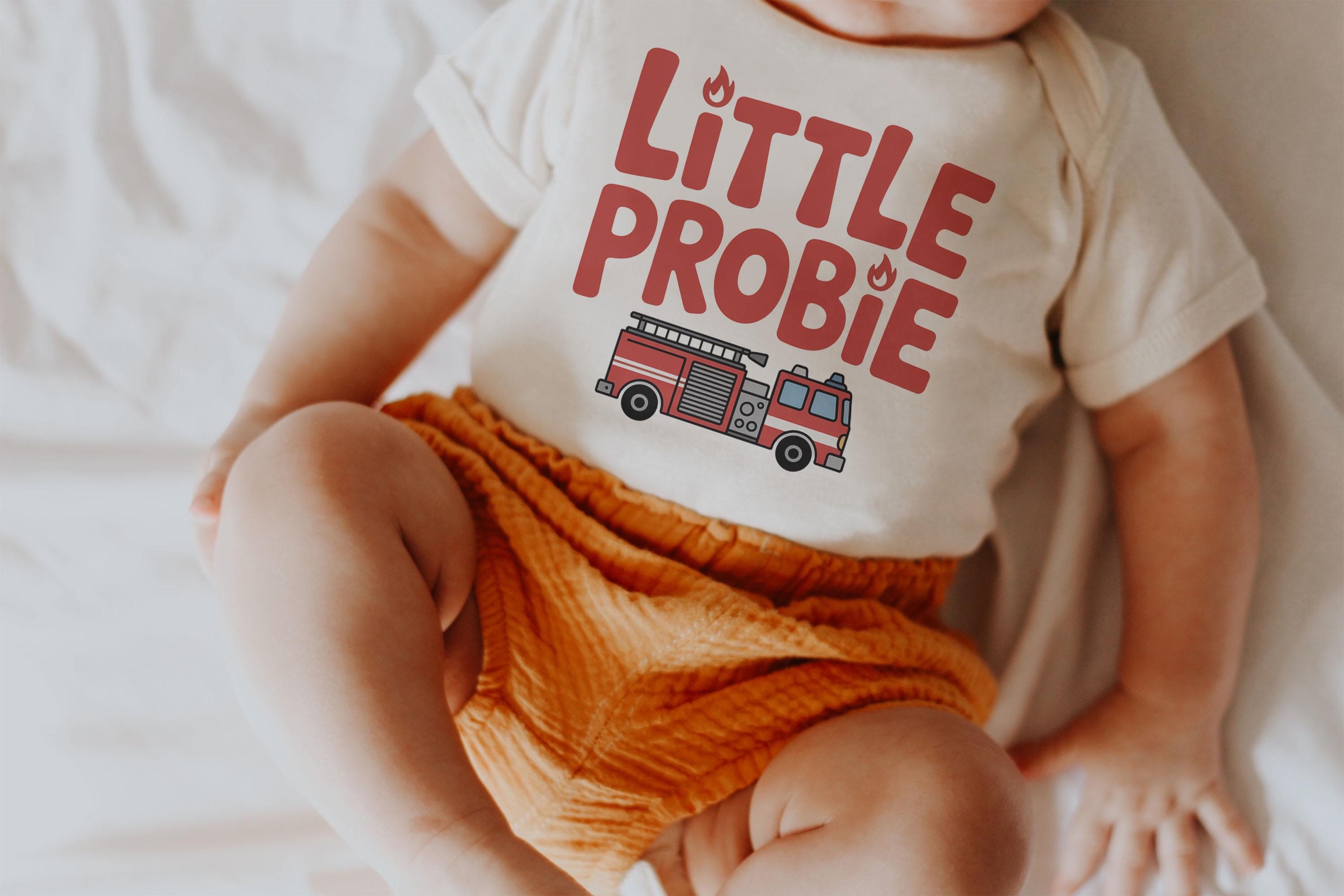 Retro Firefighting Little Probie Baby Onesie® - Cute Fire Engine Truck ...