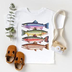 Abstract Colorful Trout in A Row Toddler Shirt - River Fish Species ...