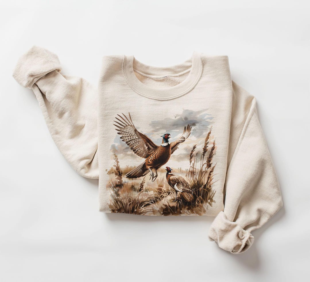 Retro Pheasant Bird Wilderness Scene Sweatshirt - 90's Vintage Game ...