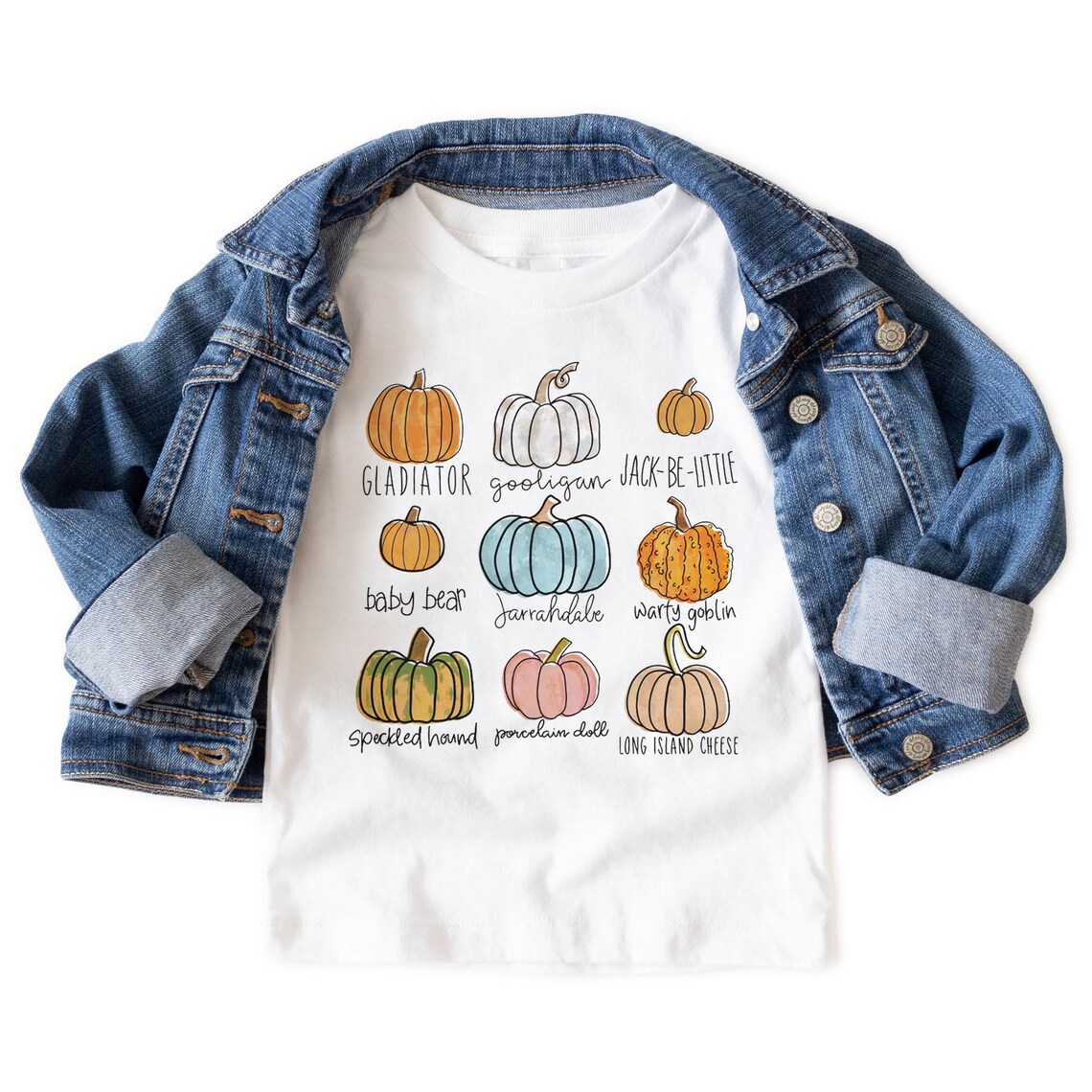 Fall Pumpkin Varieties Toddler Shirt - Cute Pumpkin Patch Names Tee ...