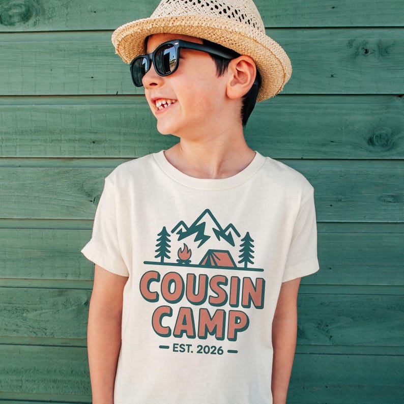 Cousin Camp Badge Family Summer Camping Trip: Tent, Campfire, Mountains ...