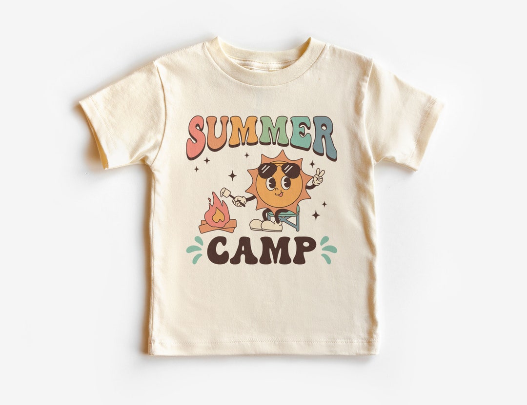 Summer Camp Toddler Shirt - Cute Sun With Sunglasses and Campfire ...