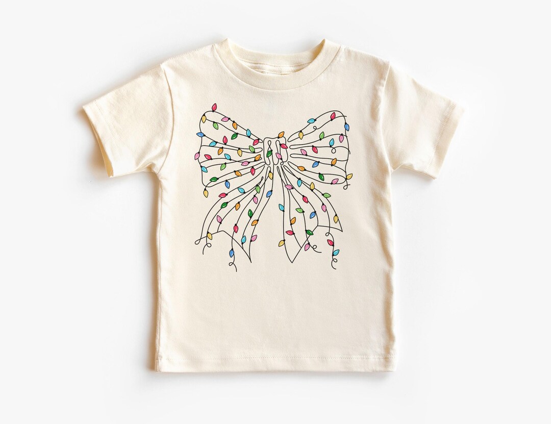 Cute Christmas Lights Coquette Bow Girls Shirt - Christmas Girly Bows ...