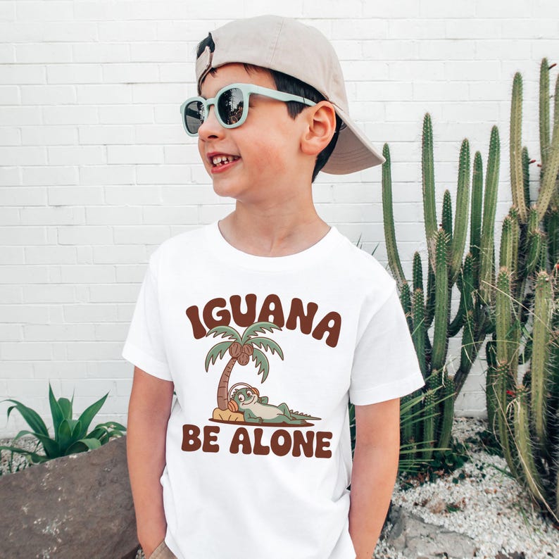 Iguana Be Alone Kids Shirt – Funny Iguana Lizard T-shirt – Reptile ...