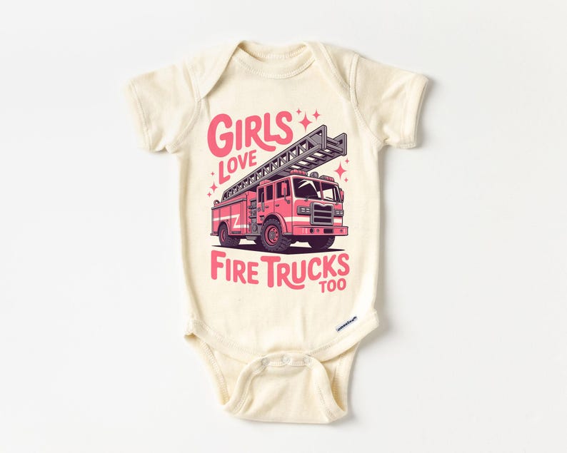 Girly Fire Engine Firefighter Kids Toddler Tee - Cute Girls Love Fire ...
