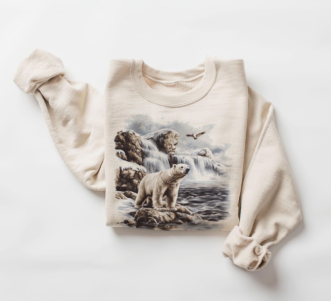 Retro Polar Bear Arctic Sea Scene Sweatshirt - 90s Wildlife Watcher ...