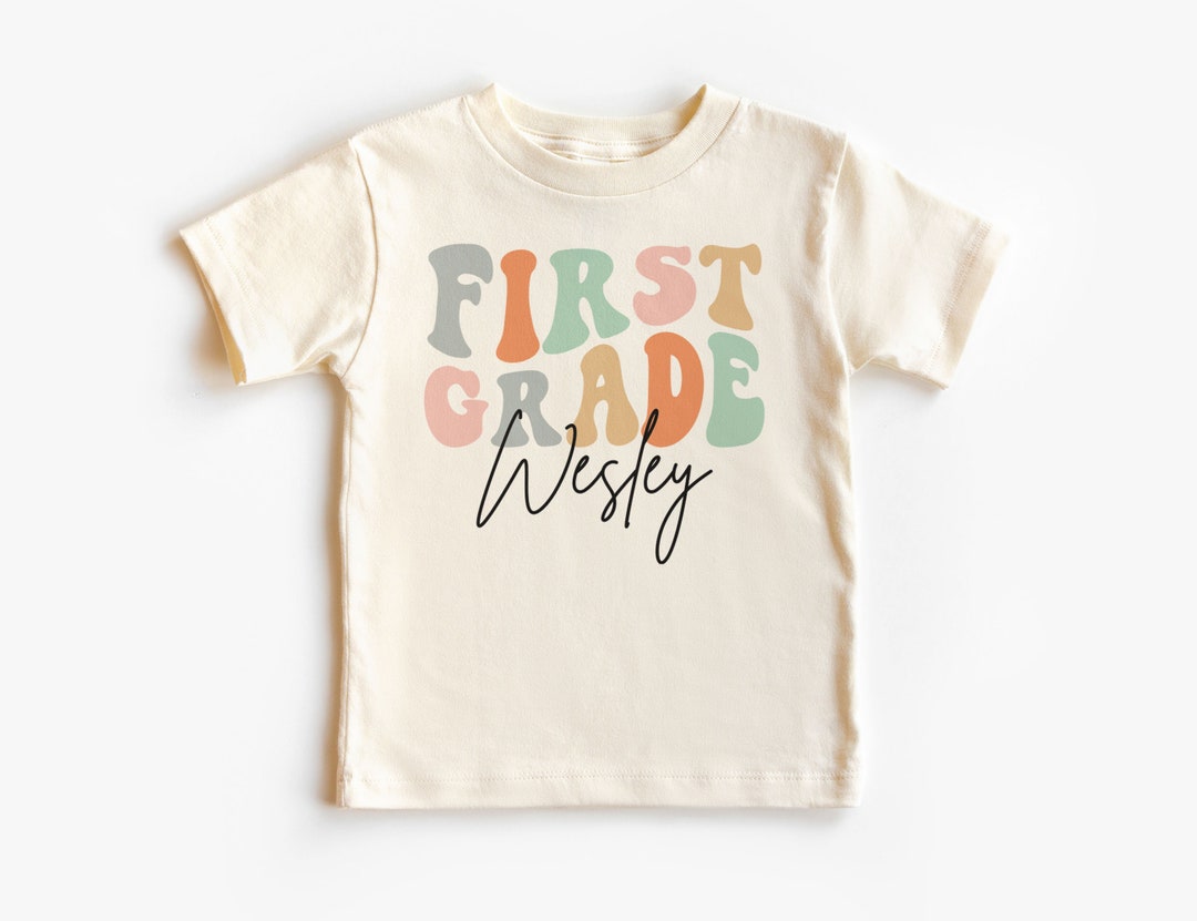 Personalized Groovy First Grade Kids Shirt - Retro Custom 1st Grader ...